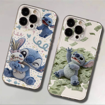 苹果13透明一加15创意适用iPhone14小米17手机壳16PLUS红米k90ProMax史迪仔卡通FINDX9软Reno12情侣IQOONEO11