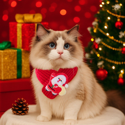 狗狗猫猫秋冬柔软舒适保暖围巾新年圣诞可爱礼物冬季出行