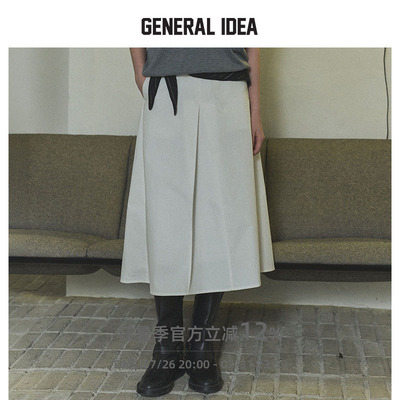 GENERAL IDEA BY BUMSUK 韩国正品 A字裙中长款半身休闲带内衬女1