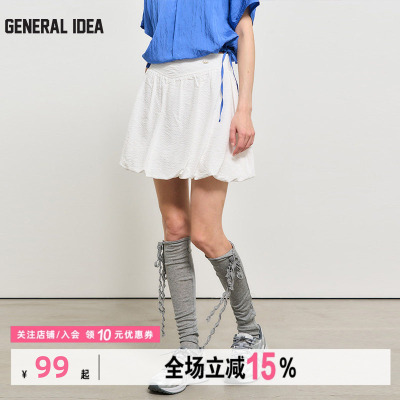 GENERAL IDEA BY BUMSUK秋款泡泡纱云朵迷你短裙蓬蓬花苞半身裙女