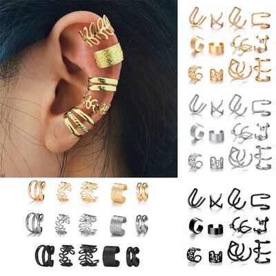 Gold Silver Color Leaves Clip Earring for Women Men Creative