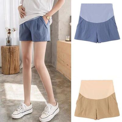 Summer Thin Cotton Maternity Short Legging Seamless High Wai