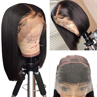 12Inch Bob Wig Human Hair 13x4 Straight Lace Front Wigs Huma