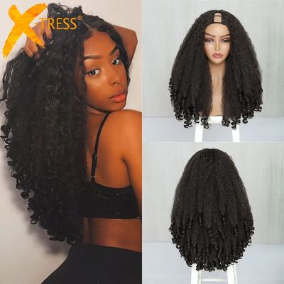 X-TRESS Afro Curly V Part Wig with Bouncy Curls Synthetic Ki