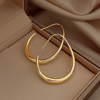 Hot Sale 925 Silver Needle Geometric Oval Hoop Earrings For