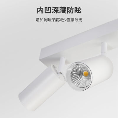 明装led射灯连体双2头防眩吸顶多头家用客厅过道长条免开孔导轨道