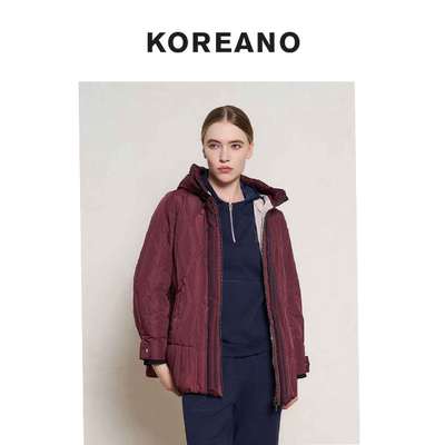 【KOREANO】冬季酒红色羽绒服 【H】 YZ6823(UN)A