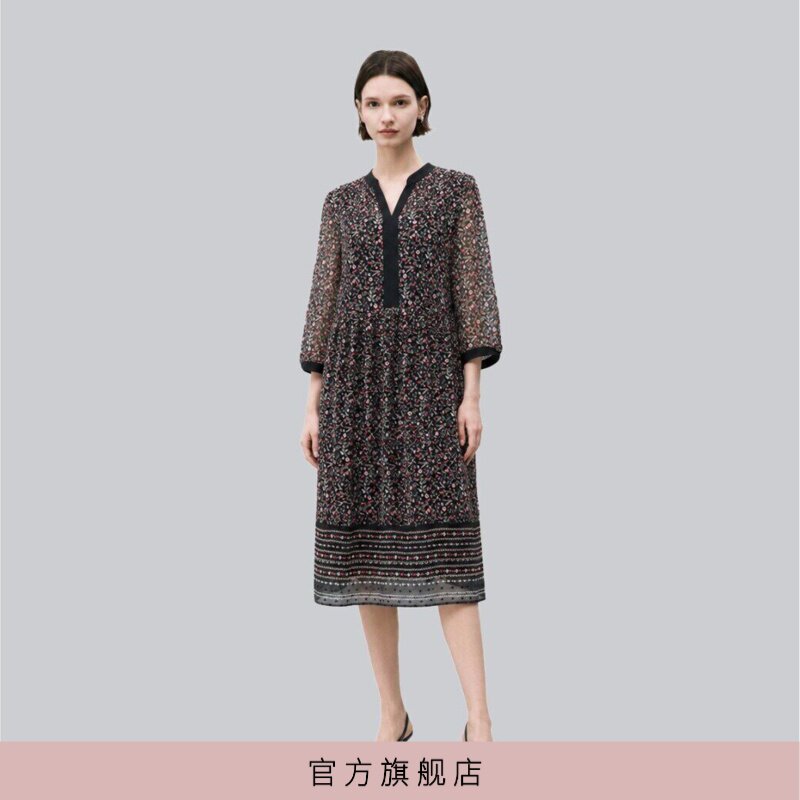 【KOREANO】新款夏季女仙境碎花提花立领连衣裙26R4-LW7172(UN)