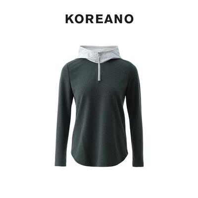 【KOREANO】冬季青苔绿连帽拉链T恤  TT5556(JUN)