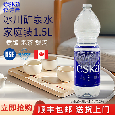 加拿大进口ESKA依诗佳矿泉水家庭装冰川水饮用水低钠1.5L*12瓶