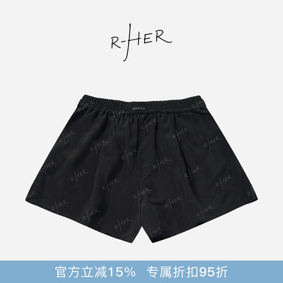 RHER STUDIO“100铜氨丝”夏季新款垂坠显瘦松紧腰休闲短裤QL070