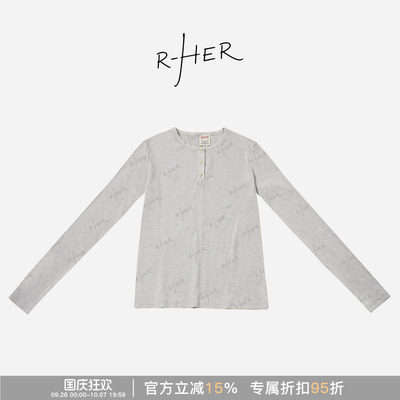 RHER STUDIO 亨利领秋季宽松显瘦休闲百搭长袖T恤上衣SRG37