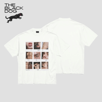 POLAROID拍立得宝丽来夏季短袖T恤黑狗THEBLACKDOG嘿犬复古潮流