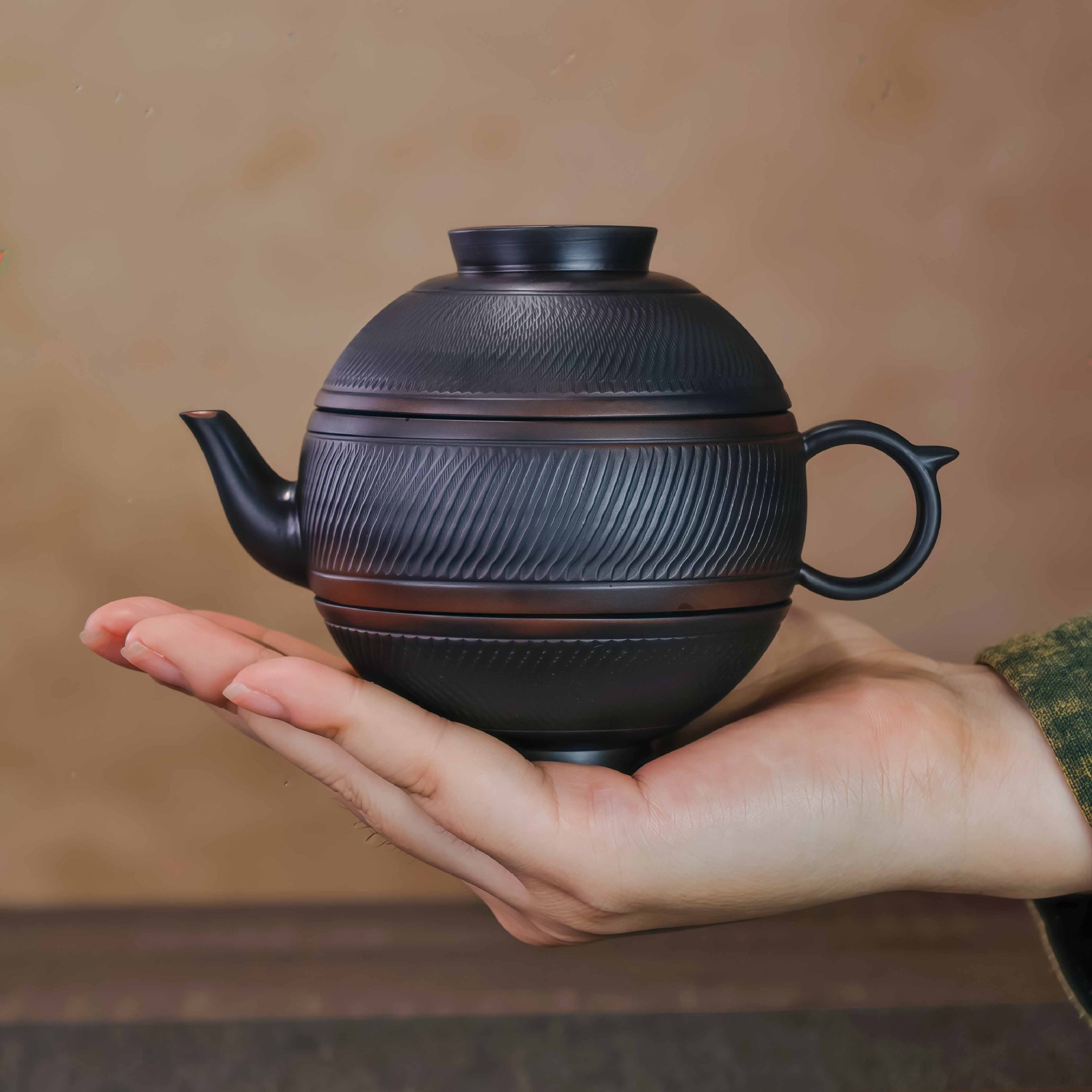 复古紫陶茶壶旅行茶具快客杯扭转乾坤茶壶带礼盒纯手工制茶具
