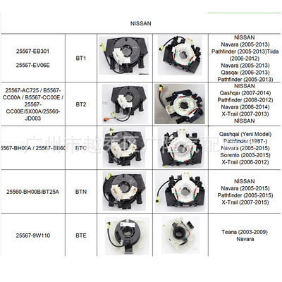 25560-BH00B  25560-BT25A 25567-9W110 B5554-JP00A B5554-1EK0A