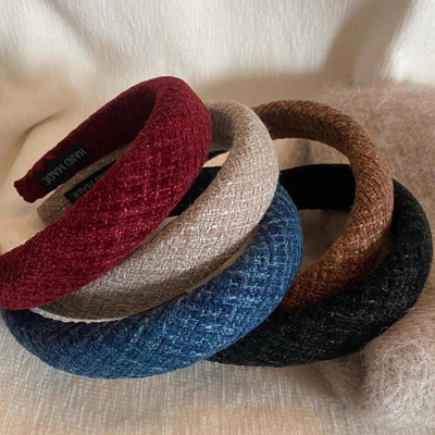 法式秋冬毛呢安格拉红高颅顶发箍2025新款小香风复古宽边洗脸头箍