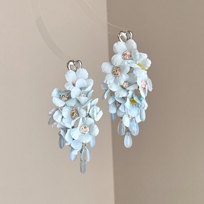 Vintage古着 Flourishing flower blues耳饰