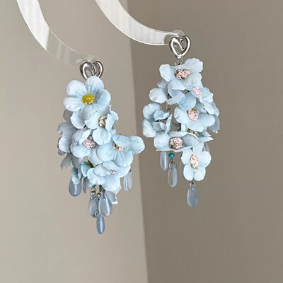 Vintage古着 Warm spring blue extract耳饰