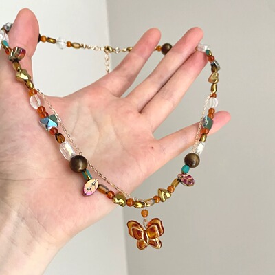 Vintage古着 Butterfly autumn vein项链