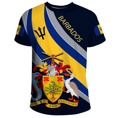 Barbados Flag Graphic T-Shirt For Men Clothes 3D Printed Out