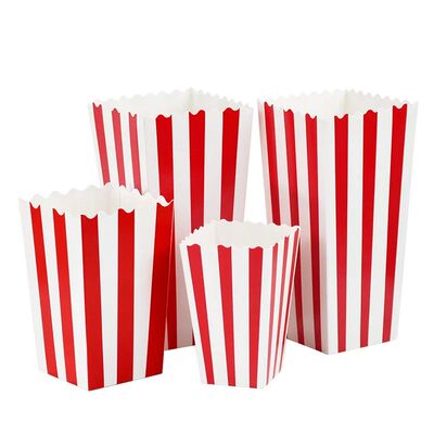 10Pcs Popcorn Paper Boxes Buckets Red White Stripes Bags Sna