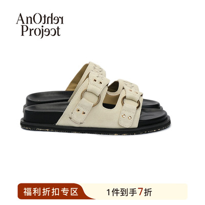 AnotherProject复古牛皮凉拖