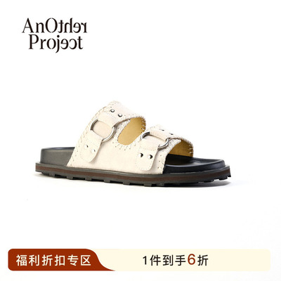 AnOtherProject皮带扣工字拖鞋