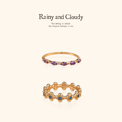 泡泡蔚蓝循环镀金戒指