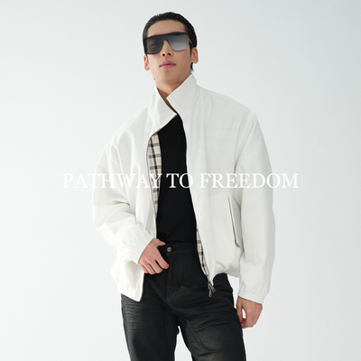 PTOFF26新款春季千鸟格立领夹克