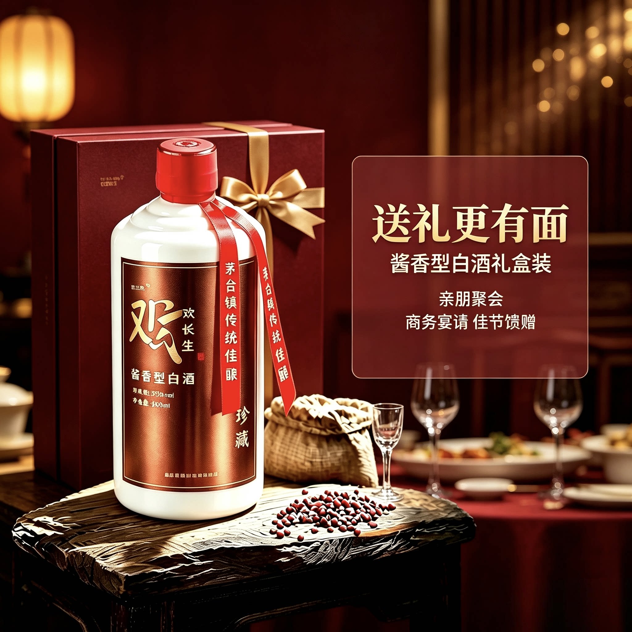 贵州酱香型白酒53度窖藏老酒纯粮食坤沙封坛高粱酒整箱6瓶装500ml