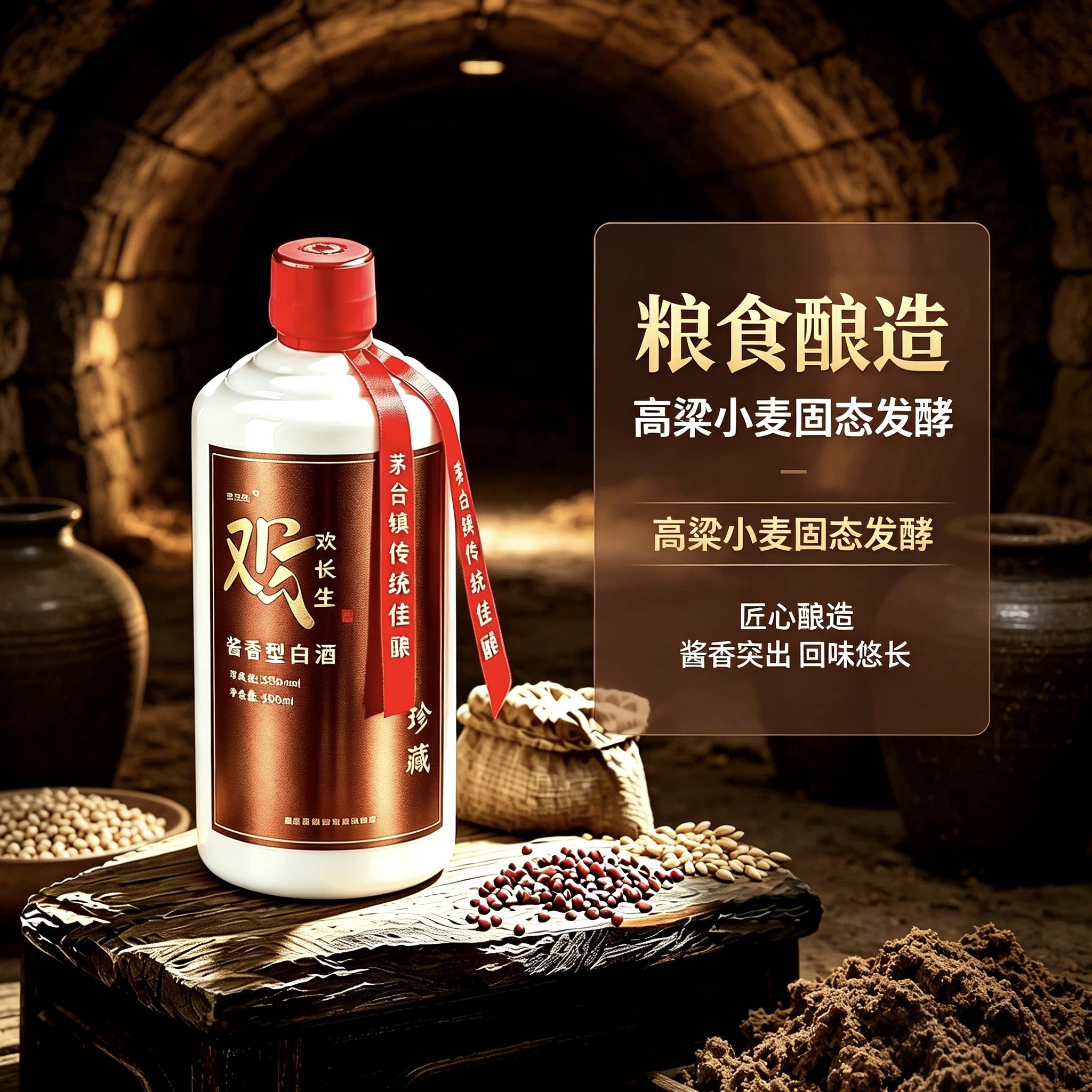 贵州酱香型白酒53度窖藏老酒纯粮食坤沙封坛高粱酒整箱6瓶装500ml