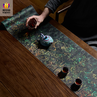 爱奇葩iqipa 云气纹轻奢高端桌旗防水茶席茶旗长条茶桌垫布桌旗布