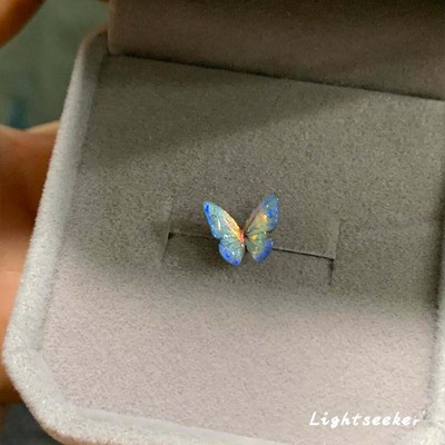 幻彩蓝色立体蝴蝶耳钉小众设计感