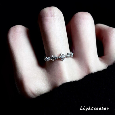 韩系微镶鸢尾花仿锆石戒指女小众