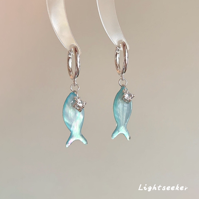 新中式薄荷曼波贝母小鱼耳扣流苏