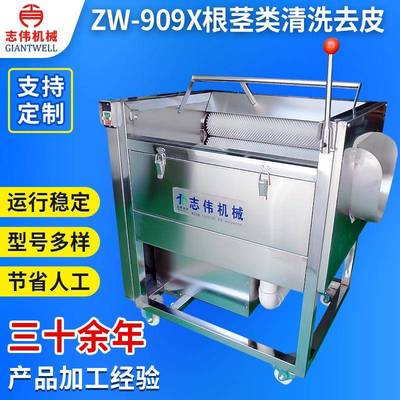 ZW-909X根茎类物料清洗机土豆清洗去皮机生姜山药去皮清洗机