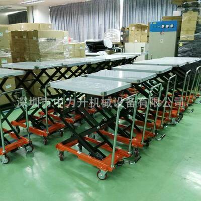 不锈钢台面手动平台车04材质移动液压剪叉车脚踏手推升降平板车