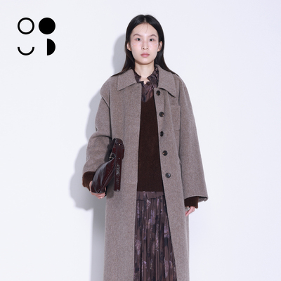 中长复古宽松双排扣双面呢大衣