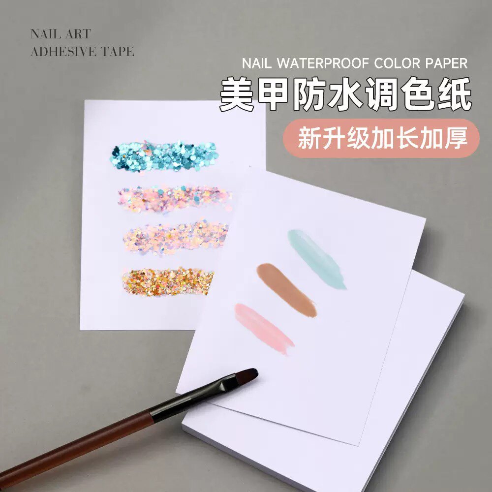 日系美甲调色纸加厚可撕双面一次性调胶纸多功能防水彩绘调胶本