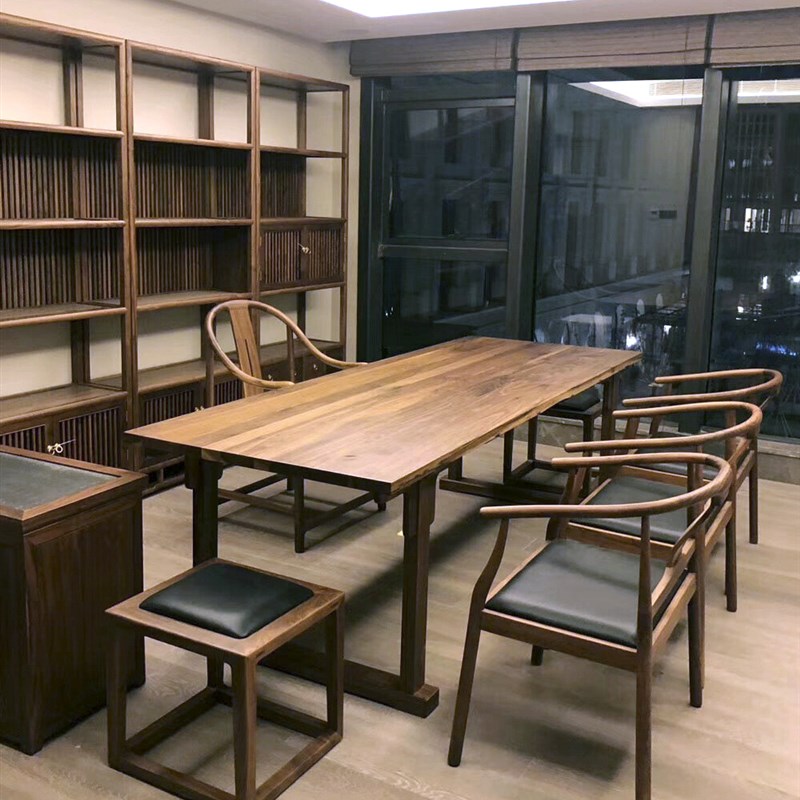 北美黑胡桃木茶桌椅组合休闲设计师款端新中式茶台