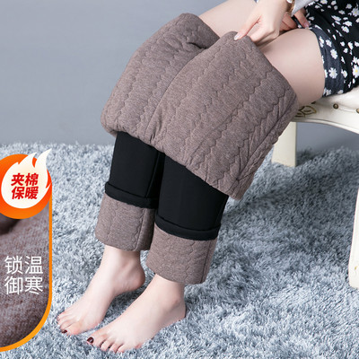 台格休闲裤冬季妈妈装中老年装松紧腰百搭直筒夹棉加厚保暖长裤女