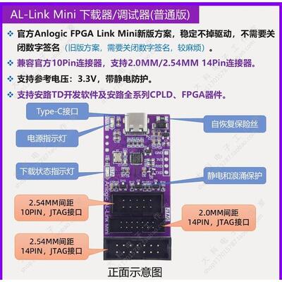 Anlogic安路FPGA下载器/编程器/彷真器AL-Link Mini/USB_Blaster
