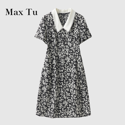 MaxTu淑女碎花娃娃领连衣裙