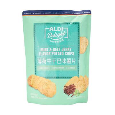 ALDI奥乐齐代购薄荷牛肉味薯片120g添加新鲜薄荷0反式脂肪原切