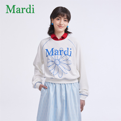 MARDI官方正品大雏菊印花卫衣秋季新款修身短款韩系上衣女2025