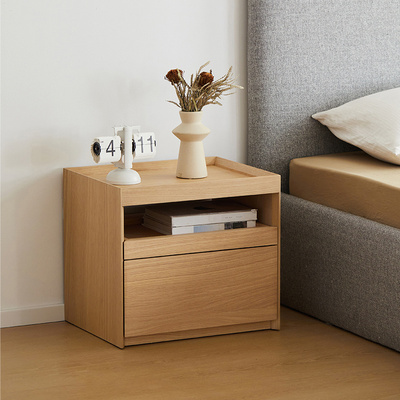 出乎生活查尔床头柜意式极简收纳子轻奢高级感实木家用卧室边柜