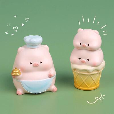 汉少女装心猪猪XJC965堡餐厅摆可件爱猪猪迷你公仔 ins女生桌面饰
