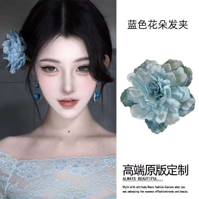 夏日牡丹花氛围仿真头花花朵发夹刘海拍照超仙侧边发卡发饰头饰女