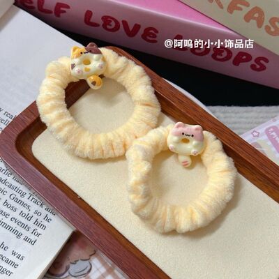 奶黄色猫咪发绳~可爱奶呼呼高弹力头绳ins少女心发圈甜美卡通发饰