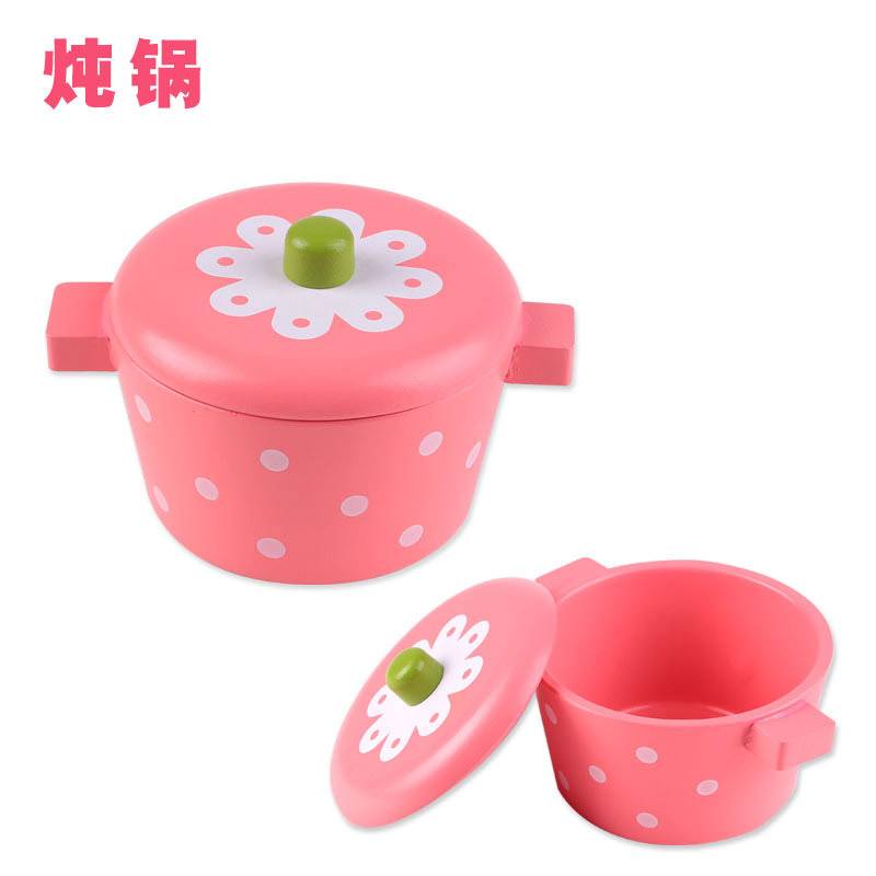 依旺 木制过家家厨房玩具 切切乐炒菜玩具 平底锅 炒锅 火锅茶壶